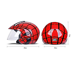 Kids Cool Helmet 4-12 Years Old Boys Girls Motorcycle Half Helmet Retro Go-Kart Jet-Helmet Scooter Cruiser Moped for Youth Personality Children's Helmet Applicable to Summer DOT Approved-A||46-56CM