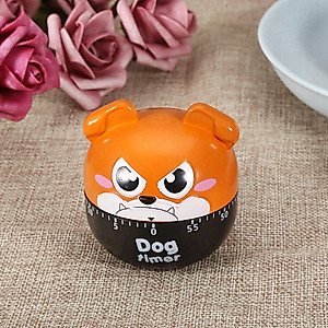 Mechanical Kitchen Timer Cute Dog Shape 55-Minute Countdown Timer No Battery Required Clock Cooking Baking Reminder Timing Tool(Brown)
