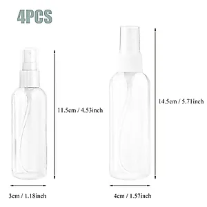 HAALII Small Spray Bottle, Spray Bottles, Clear Empty Fine Mist Plastic Mini Travel Bottle Set, Small Refillable Containers, 2 * 50ml, 2 * 100ml