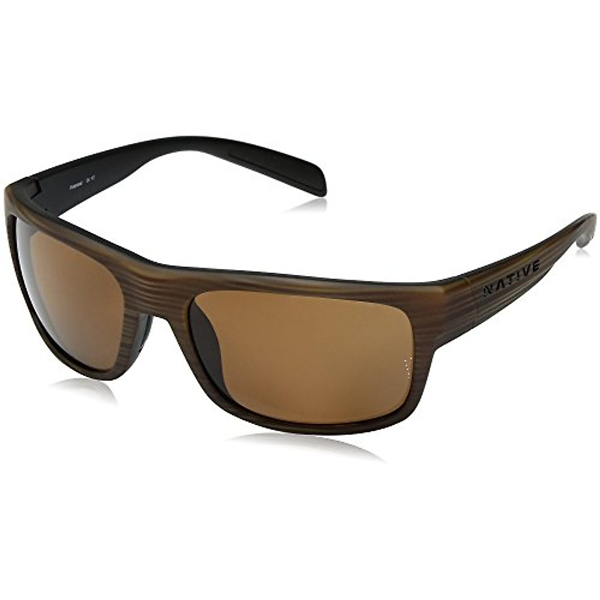 Native Eyewear Ashdown Rectangular Sunglasses, Wood/Brown Polarized, 58 mm