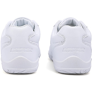 BAXINIER Youth Girls White Cheerleading Dancing Shoes Athletic Training Tennis Walking Breathable Competition Cheer Sneakers - White 2 Little Kid