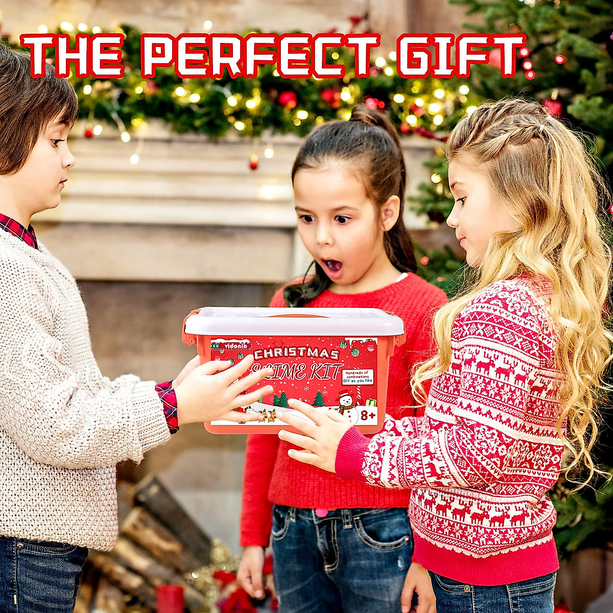 3LB 48Pcs Butter Slime Kit for Kids, Christmas DIY Slime Making Kit for Girls and Boys with Crystal, Clay, and Butter Slimes with Santa, Snowman, Xmas Tree Toys for Kids, Party Favors & Putty Fun…