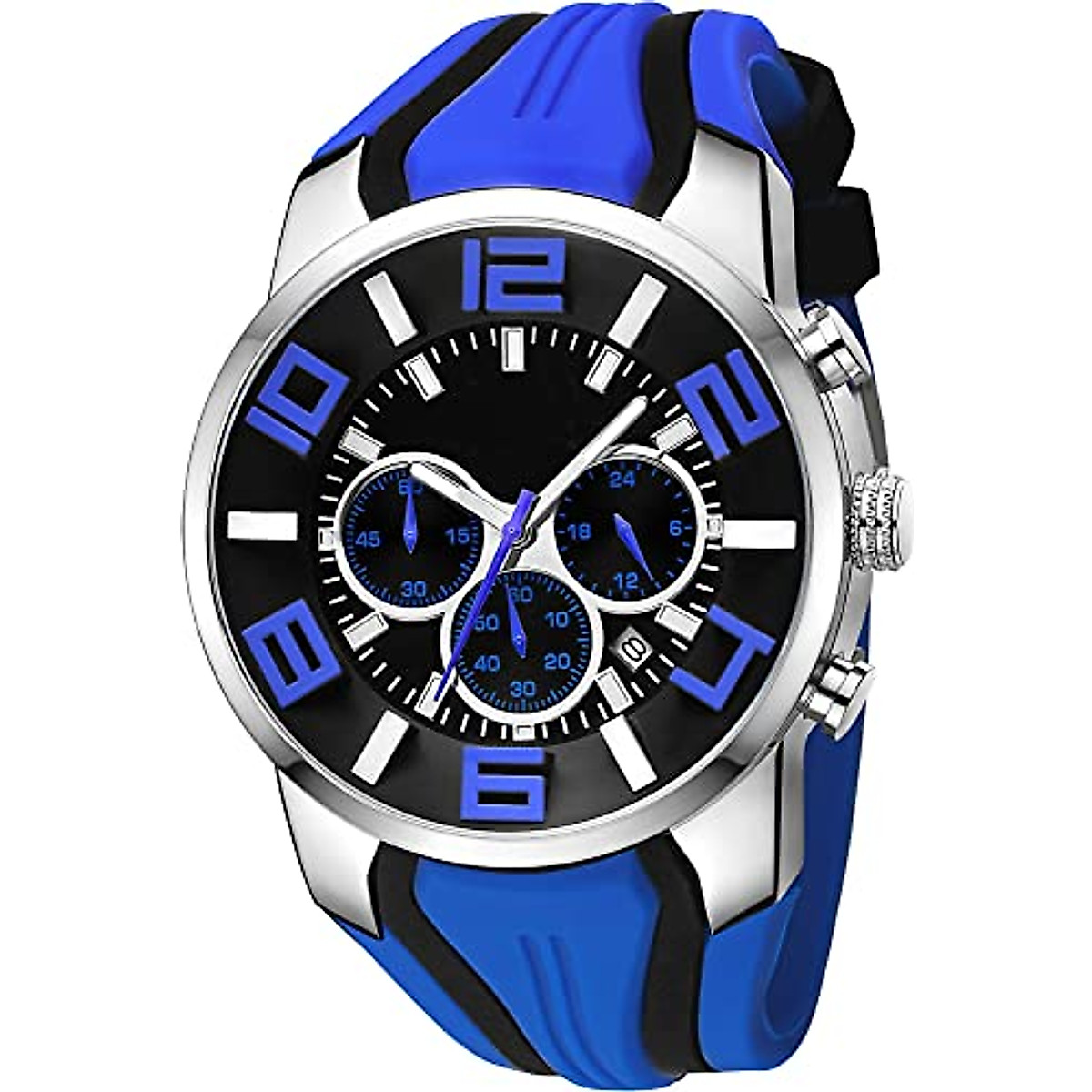 findtime Blue Mens Sport Watches for Men Reloj para Hombre Colorful Analog Wrist Watch Chronograph for Running Training Stopwatch