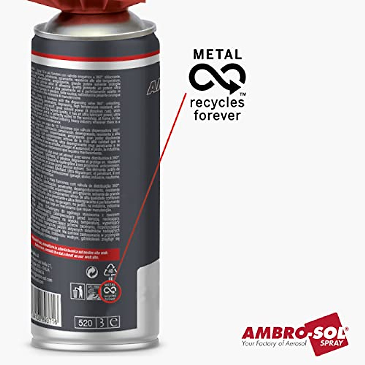 Ambro-Sol V400PAST5 Multi-Purpose Acrylic Spray Paint, Vibrant Paint for indoor and outdoor, Suitable for Multiple Surfaces, NET WT. 10.40 OZ. 400ml, Recyclable Tin Plate Spray Can, Gloss Black
