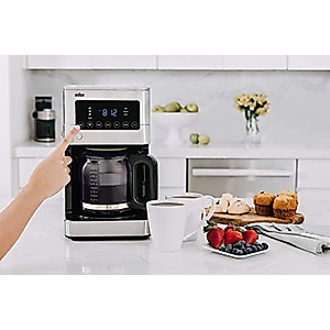 Braun Brew Sense 12 Cup Touch Screen Drip Coffee Maker Machine with Brew Strength Options, 2 Hour Shut Off and 24 Hour Timer, Stainless Steel