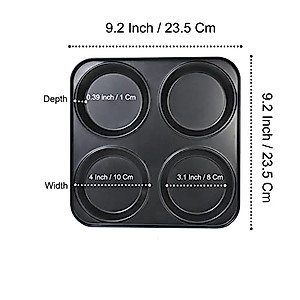 kefyixc Muffin Top Pan Yorkshire Pudding Non-Stick Plate 4 Cups Muffin Tray, Non-Stick Coating Cupcake & Mini Muffin Pan, Bread Pan - Black