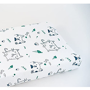 Magnolia Organics Changing Pad Cover - Puppy and Kitten/Blue