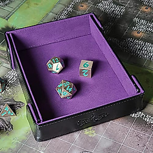 Forged Dice Co. 6 Inch Magnetic Folding Dice Tray - Portable Folding Dice Rolling Tray for use as DND Dice Tray D&D Dice Tray or Dice Game - Quiets Rolling Metal Dice and Folds Flat - Purple