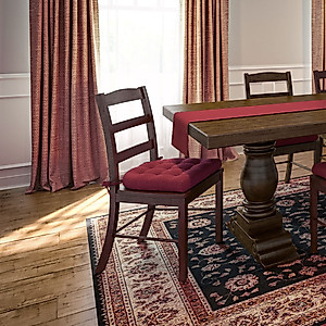 Barnett Home Decor Chenille Rib Claret Red Dining Chair Cushion with Ties - Latex Foam Fill, Reversible - Made in USA (Red/XL)