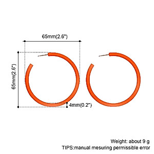 Fashion Candy Color Big Hoop Earrings for women Multiple Colors to choose from- 2.6" x 2.6" x 0.2" punk drop earrings geometry jewelry (Orange)