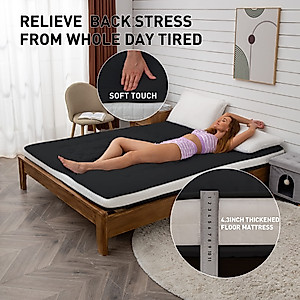 Dr.Futon Japanese Floor Futon Mattress Extra Thick Folding Roll Up Bed Topper Mat for Guest,Lounger and Tavel