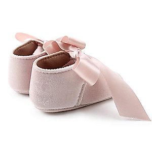RVROVIC Baby Girls Mary Jane Flats Anti-Slip Rubber Sole Bow Toddler Princess Dress Shoes (4.33 inches (0-6 Months), 3-Beige)