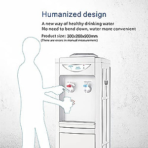 RICA-J Water Dispenser, 5 Gallon Top Loading Water Cooler, Plastic Water Cooler Dispenser with Child Safety Lock & Cabinet, White (RJVWD02AEWT)