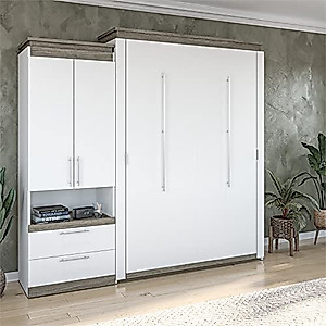 Atlin Designs 95" Queen Murphy Bed with Storage Cabinet in White