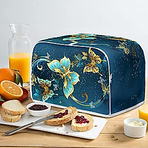 Dolyues 4 Slice Slot Toaster Cover Butterfly Print Bread Toaster Cover Bakeware Protector Bread Toaster Oven Cloth Cover Dust Protection Washable Appliance Cover
