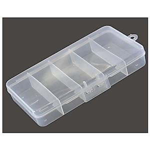 BIN BUDDY (2 Pack Clear Plastic Boxes | 5 Compartments Each | 1.25" x 3.5" Sections | 3.5" x 7" Overall Size | Versatile Home Organizer with Hanging Hook