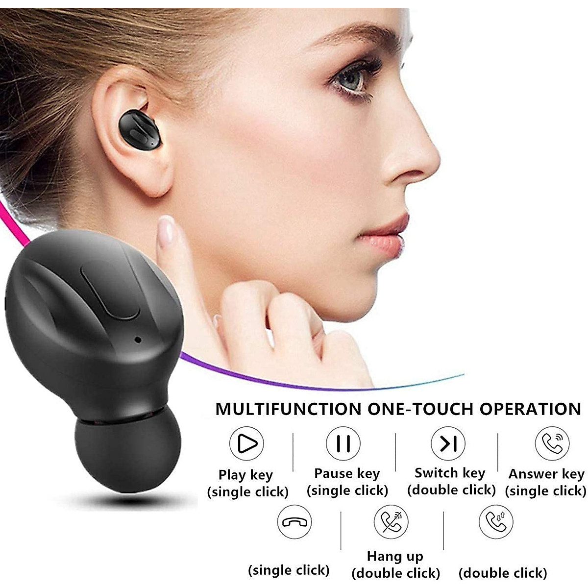Hoseili 2023 new editionBluetooth Headphones.Bluetooth 5.0 Wireless Earphones in-Ear Stereo Sound Microphone Mini Wireless Earbuds with Headphones and Portable Charging Case for iOS Android PC. XG11