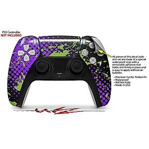 WraptorSkinz Skin Wrap compatible with Sony PS5 DualSense Controller Halftone Splatter Green Purple (CONTROLLER NOT INCLUDED)