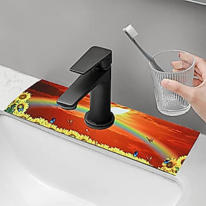 LAGOM HOUSE Sunflower Kitchen Rugs Set of 3 Large Kitchen mats décor for Floor Non Slip Farmhouse Kitchen Rugs Runner 3 pc Theme Sunflower Decor for Bathroom (60''x20''+32''x20''+5.5''x20')