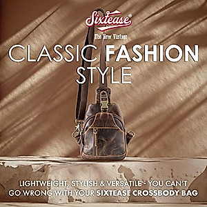 SIXTEASE Crossbody Bag for Women Vintage Style Genuine Leather, Upcycled Canvas, Rug, or Hair On - Cross Body Womens Bags with Inside Zipper Pockets - Crete