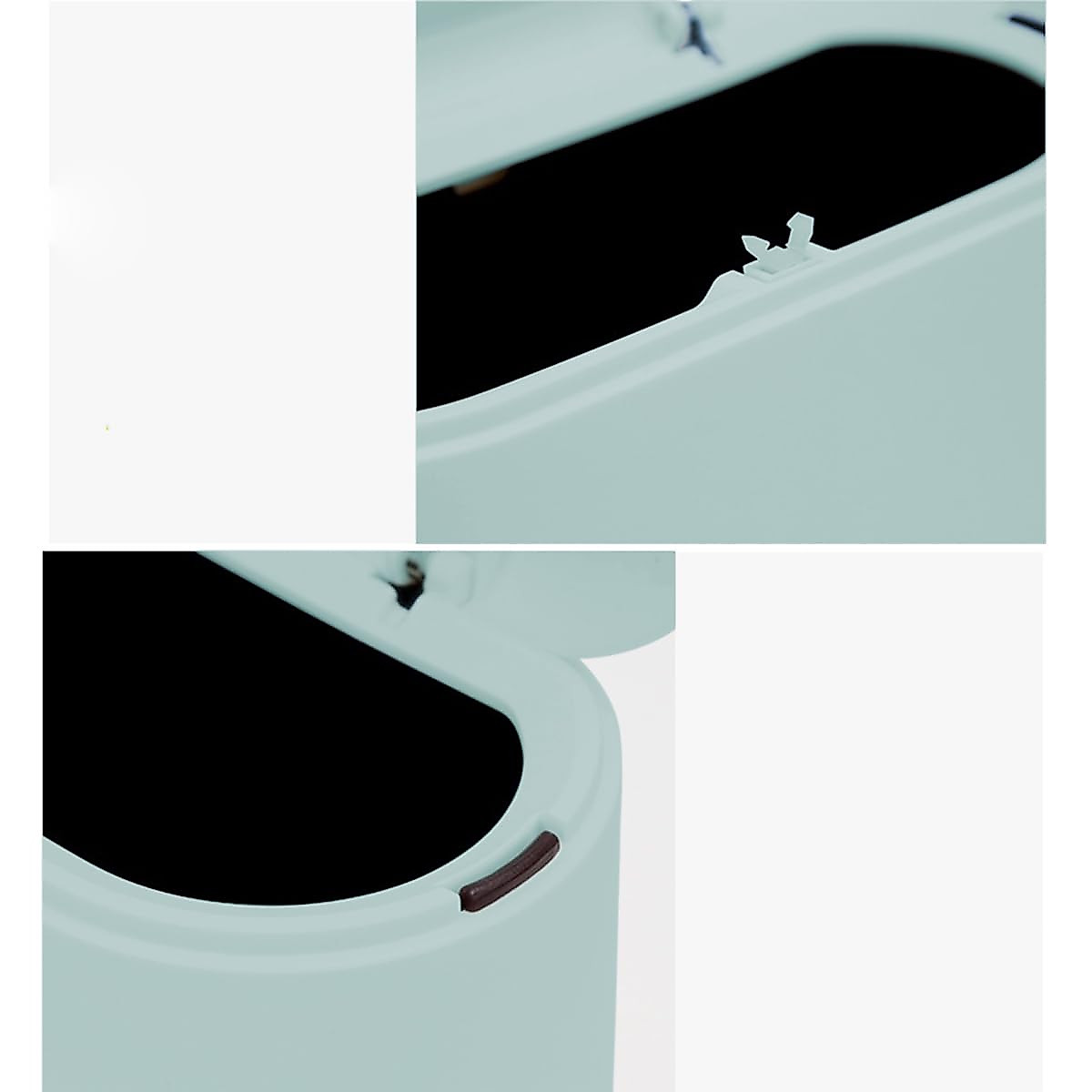 AYADA Mini Trash Can with Lid, Press-Type with Removable Inner Plastic Small Garbage Can Little Tiny Waste Basket Compact Covered Closable Trash Bin, Desk Countertop Office Kids Oval Rectangle (White)