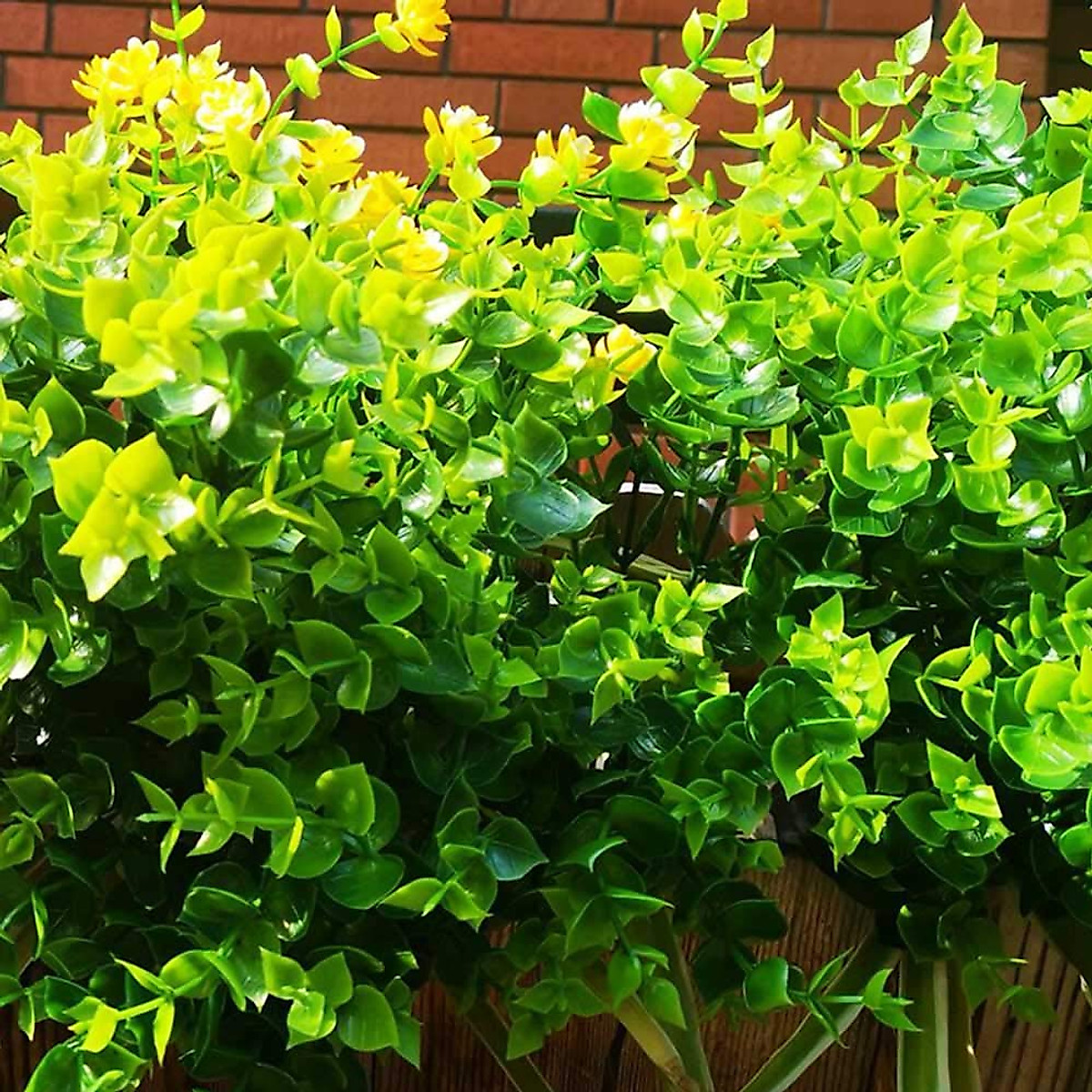 12 pcs Artificial Flowers UV Resistant Outdoor Fake Plants and Greenery Springs Artificial Boxwood for Bridal Party Wedding Bouquet for Greenery Shrubs Plants Home Garden (Green)