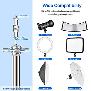 EMART 9.2ft/2.8m Stainless Steel Light Stand, Spring Cushioned Heavy Duty Tripod Stand with 1/4" to 3/8" Universal Adapter for Studio Softbox, Monolight, Umbrella, Reflector, Strobe Light, Photography