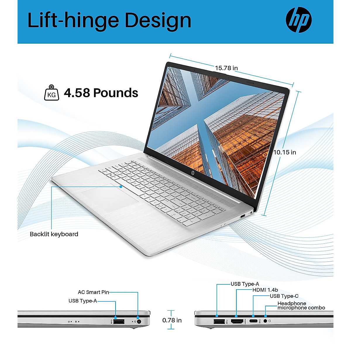 HP 2023 Newest Touchscreen Business Laptop, 17.3 Inch HD+ Display, AMD Ryzen 5 7530U Processor(Beats i7-1165G7), 64GB RAM, 1TB SSD, Wi-Fi 6, Anti-Glare, Full KB, Webcam, Windows 11 Home, Silver