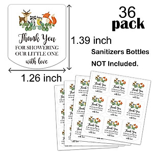 Hand Sanitizer Labels Thank You for Showering Our Little One with Love Stickers, Baby Shower Favor Stickers, Safari Baby Shower Party Favors., Green, 1.26 inch x 1.39 inch