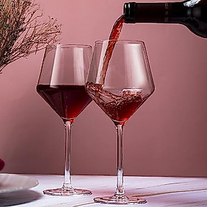 Swanfort Red Wine Glasses Set of 4, Long Stem Crystal Wine Glasses, Burgundy Wine Glasses in Gift Box, Large Wine Glasses With Stem for Any Occasions-16 oz