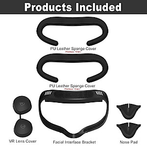 HIKETOK VR Facial Interface Bracket and Leather Foam Face Cover Replacement Pad Set with Accessories Lens Cover and Nose Pad Compatible with Meta Oculus Quest 2