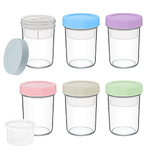 Xyptorix 16 oz Overnight Oats Containers with Airtight Lids - 6-Pack Leak-Proof Wide Mouth Mason Jars & Divided Cups for Dried and Wet Foods, Glass Jars for Chia Pudding, Salad, Snacks, and Yogurt