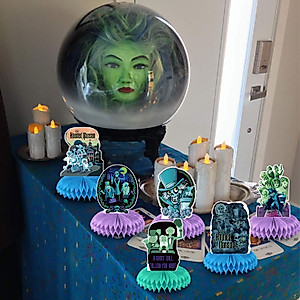 Haunted Mansion Party Decorations Honeycomb Centerpiece, 8 Pieces Halloween Horror Theme 3D Double Side Cake Toppers Table Centerpieces, Haunted Mansion Photo Backdrop for Kids Birthday Party