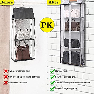 MICALOR Purse Organizer for Closet, Easy Access Wardrobe Tote Bag Purse Storage Holder Over The Door Space Saving Shelf Pocket for Bedrooms Living Room