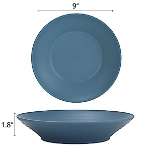 Homienly Wheat Straw Pasta Bowls 36oz, Large Salad Serving Bowls Set of 6, Unbreakable Soup Bowls, Plastic Pasta Bowls Set for Kitchen, Microwave Dishwasher Safe