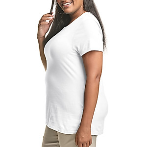 Hanes Plus-Size Pure Cotton Jersey T-Shirt, Wide Classic Crewneck Tee for Women, White1, 2X(18W/20W)