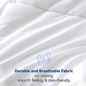 White Down Alternative Comforter Queen Size, Polyester Fill Fluffy All Season Comforter Quilt Duvet Insert, Ultra-Soft Brushed Microfiber Fabric Machine Washable(White,90x90Inches)