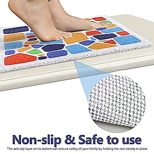 Darhoo Shower Mat Non Slip, 24 x 24 Inches Square Shower Floor Mats for Inside Showers, PVC Loofah Shower Bath Mat with Drainage Holes, Quick Dry Shower Anti Slip Stall Bathmat for Bathroom, Elderly