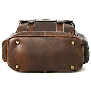 Gratlin Buffalo Leather Backpack for Men & Women 17 Inches | Vintage Genuine Leather Laptop Backpack | Full Grain Brown Leather Rucksack Knapsack with Padded Laptop Sleeve Best for Office Travel Use