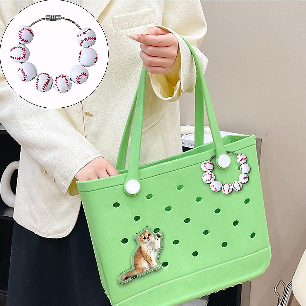 Xuvrir Bag Charms for Bogg Bag Accessories,Baseball Accessories Charm, Keychain Bag Charm For Beach Tote Backpack Diaper Bag (baseball)