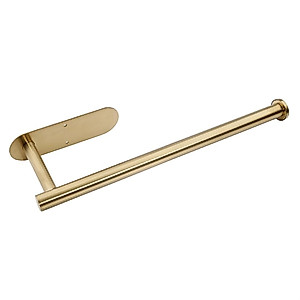 Paper Towel Holder Wall Mount，Aluminum Alloy Paper Towel Holder Sturdy and Durable ,Paper Towel Holder Under Cabinet ,Vertically or Horizontally Mount Both Available in Adhesive and Screws（Gold）