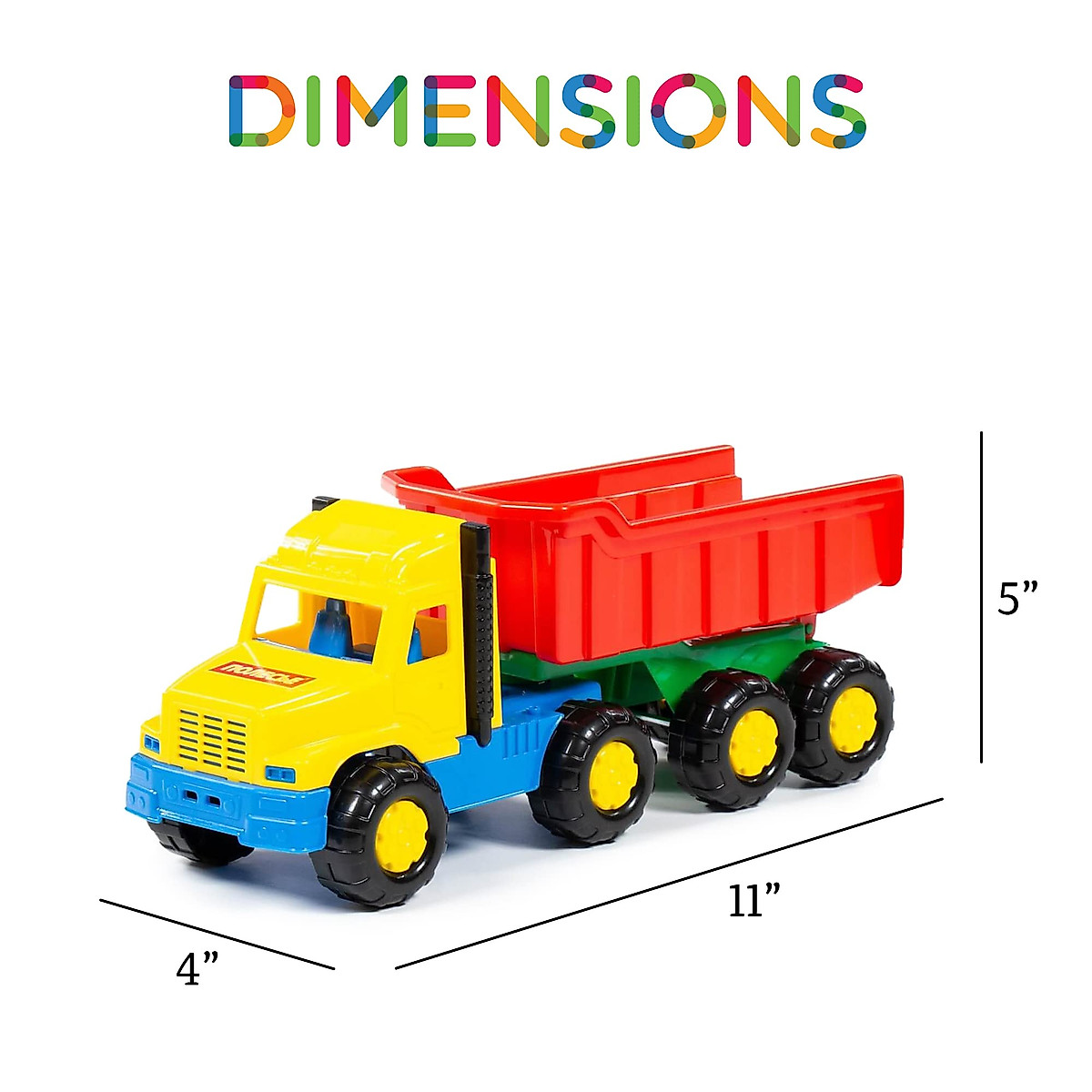 Polesie Plastic Dump Truck Toy - Construction Vehicle Toys for Toddlers Beach Toys for Toddlers - Sandbox Toys for Toddlers Age 2-4 - Construction Trucks for Boys - Yellow/red