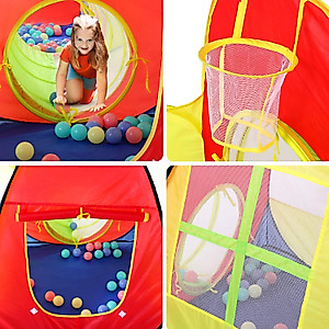 TOMYOU Kids Playhouse, 3 in 1 Play Tent with Tunnel, Ball Pit for Toddler Boys, Girls, Baby Play Tent, Indoor/Outdoor Kids Tent