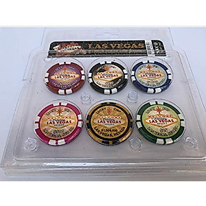 Las Vegas Poker Chip Refrigerator Magnets Set of 6