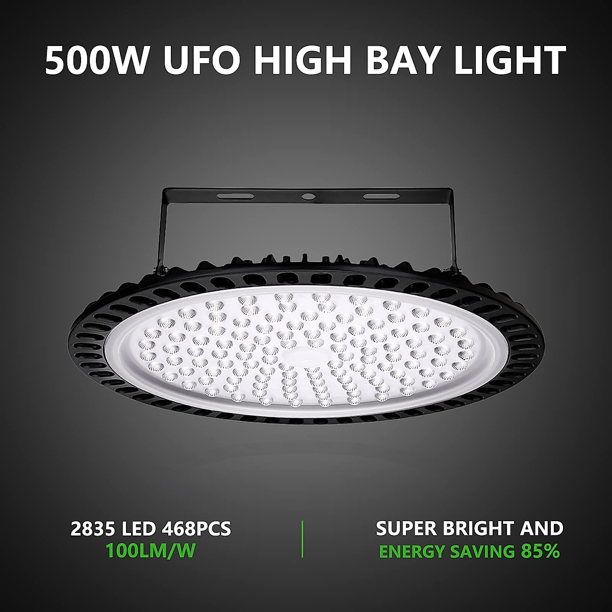 Viugreum 15 Pack 500W UFO LED High Bay Lights, 50000LM 6000K-6500K Daylight White LED Warehouse Lighting, IP65 Waterproof Commercial Bay Lighting Garage Shop Area Light