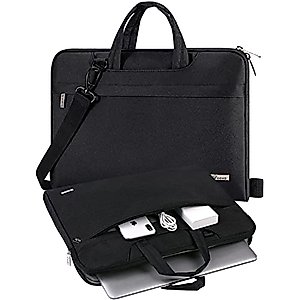 V Voova Laptop Shoulder Bag Carrying Case 17 17.3 inch for Men Women,Slim Computer Sleeve Tablet Cover Compatible with MacBook 17,HP Envy 17/Pavilion 17,Lenovo,Acer Asus Dell Notebook,Black