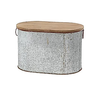 Deco 79 Metal Storage Bench with Brown Wood Top, Set of 3 48", 23", 23"W, Brown