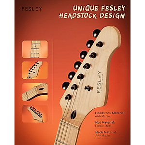 Fesley 39" Electric Guitar, Full Size Solid Body Electric Guitars For Beginner, ST Style, Maple Neck/Fretboard, Electric Guitar Kit With HSS Pickup, Gig Bag, Matte, Morandi Black