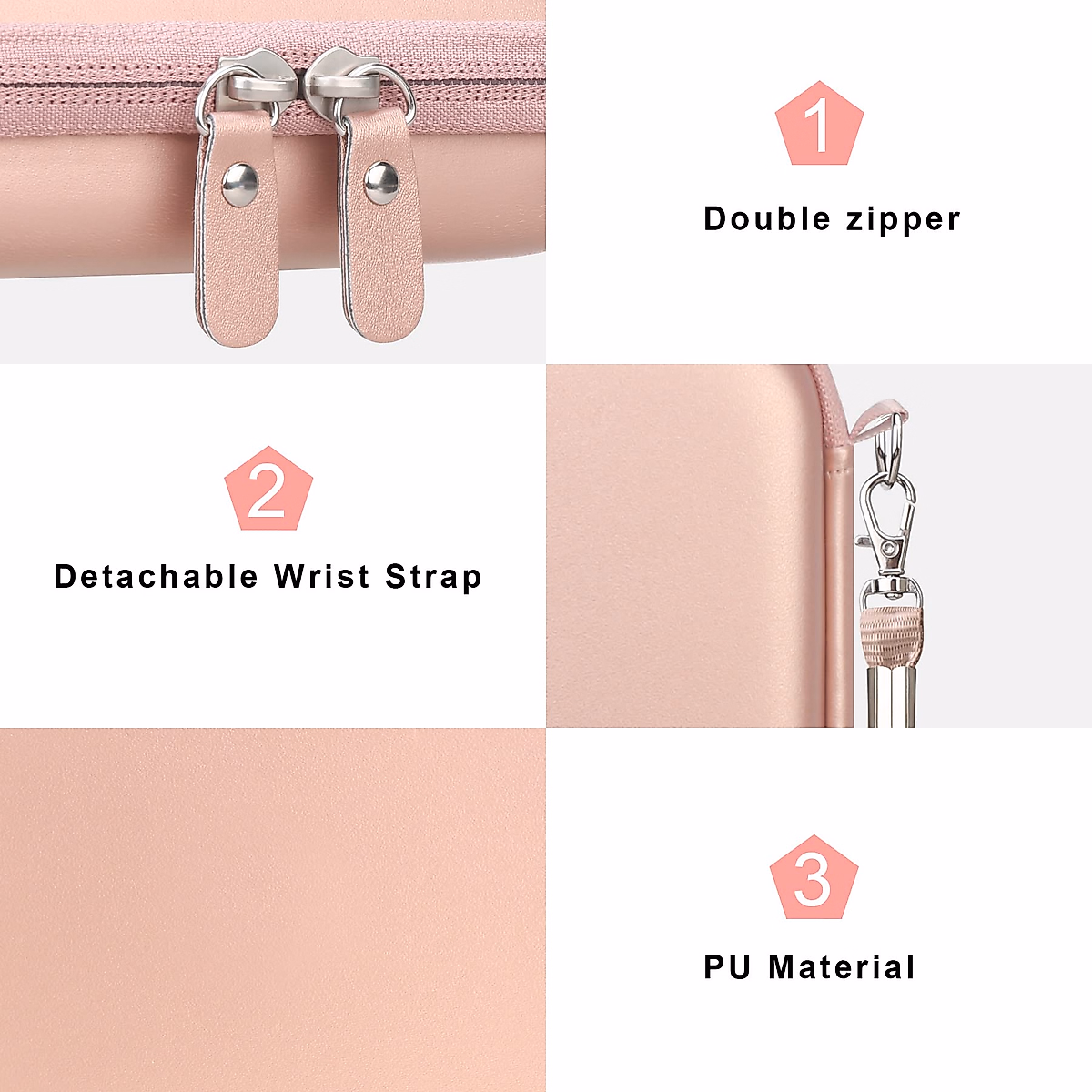 Canboc Digital Camera Case for CAMKORY/Sevenat/Lecran/Besungo/VAHOIALD/BEVLXNIV/IWEUKJLO Video Vlogging Camera and Other Compact Portable Mini Teens Cameras, Mesh Bag fit Cable, Rose Gold