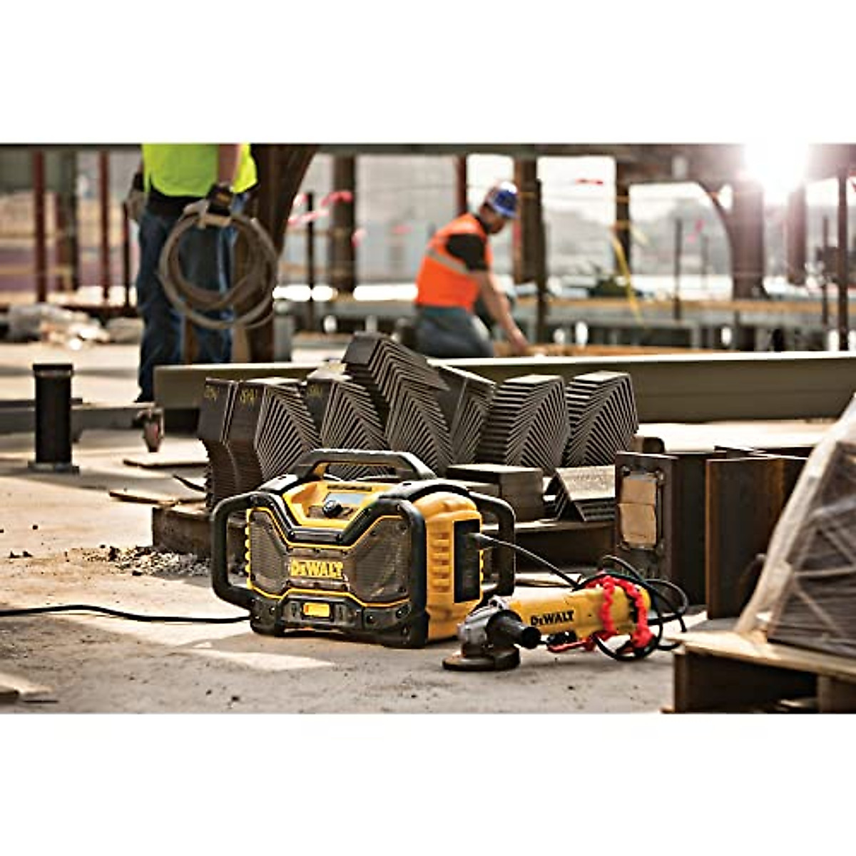 DEWALT 20V MAX Bluetooth Radio, 100 ft Range, Battery and AC Power Cord Included, Portable for Jobsites (DCR025)